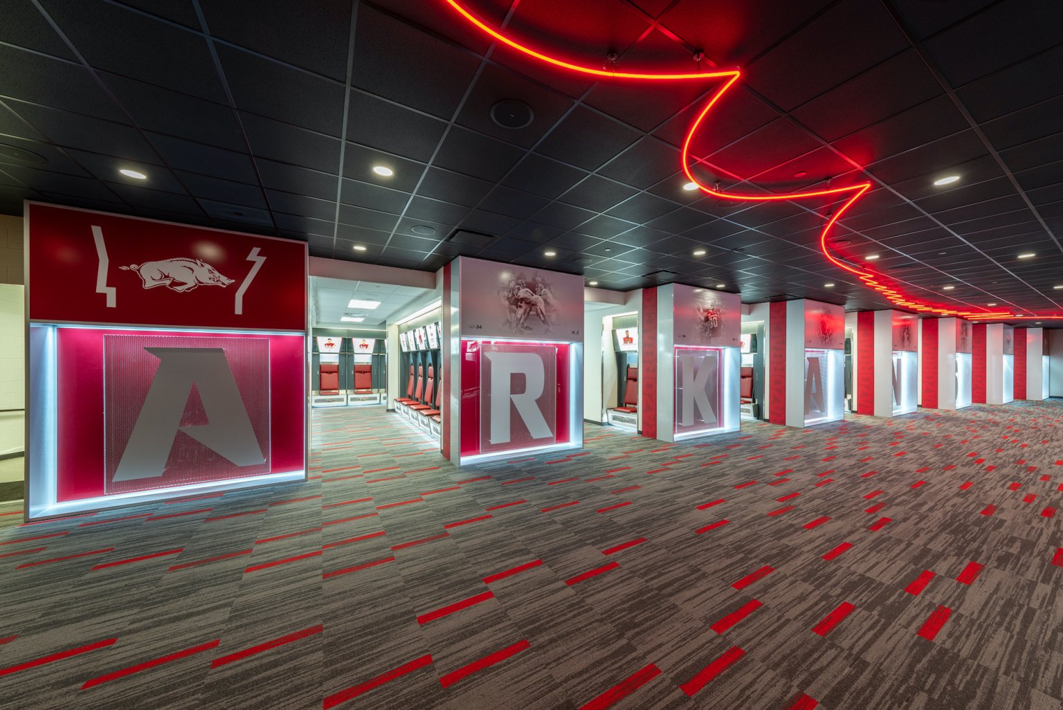 University of Arkansas, Fred W. Smith Football Center Locker Room ...