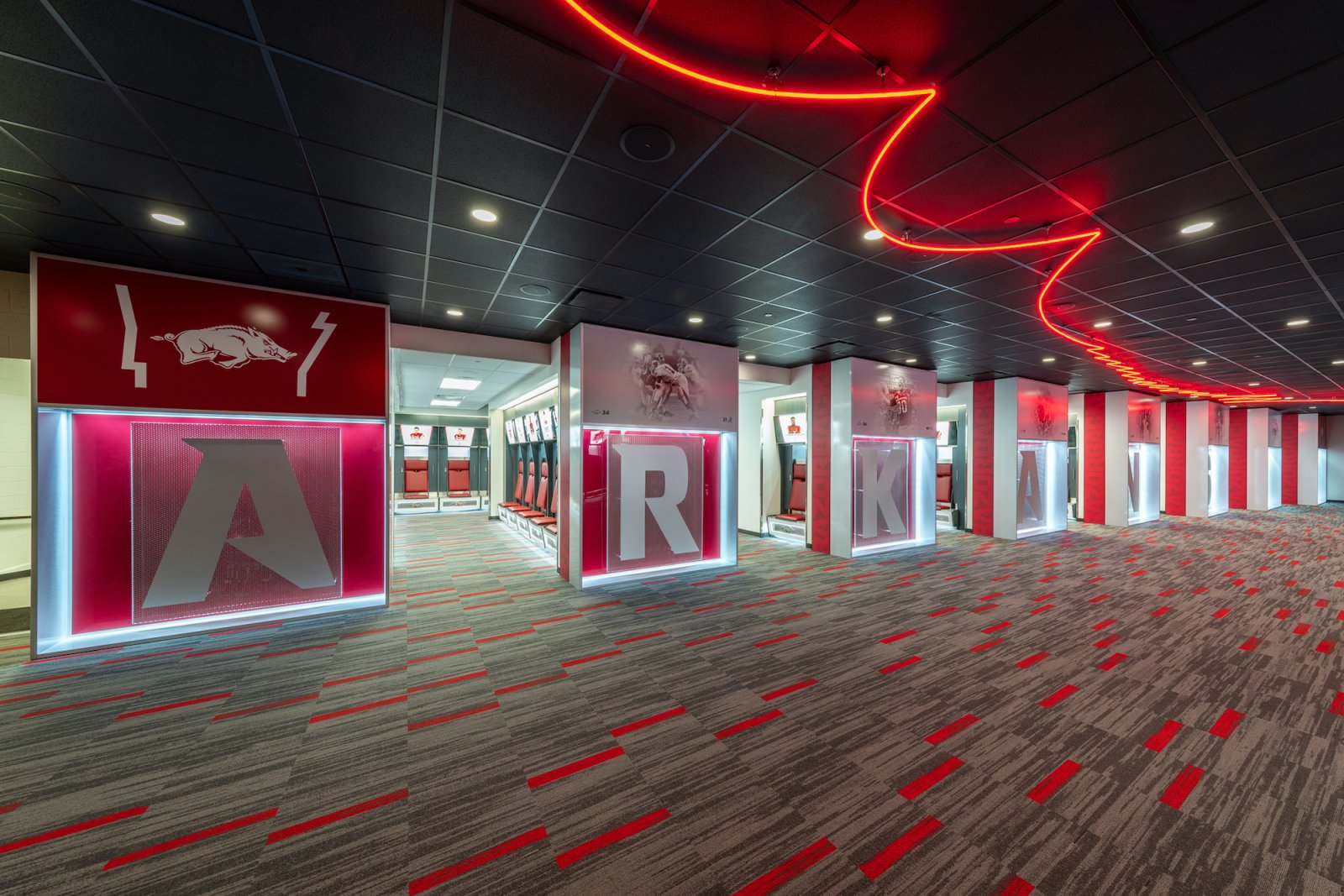 University of Arkansas, Fred W. Smith Football Center Locker Room ...