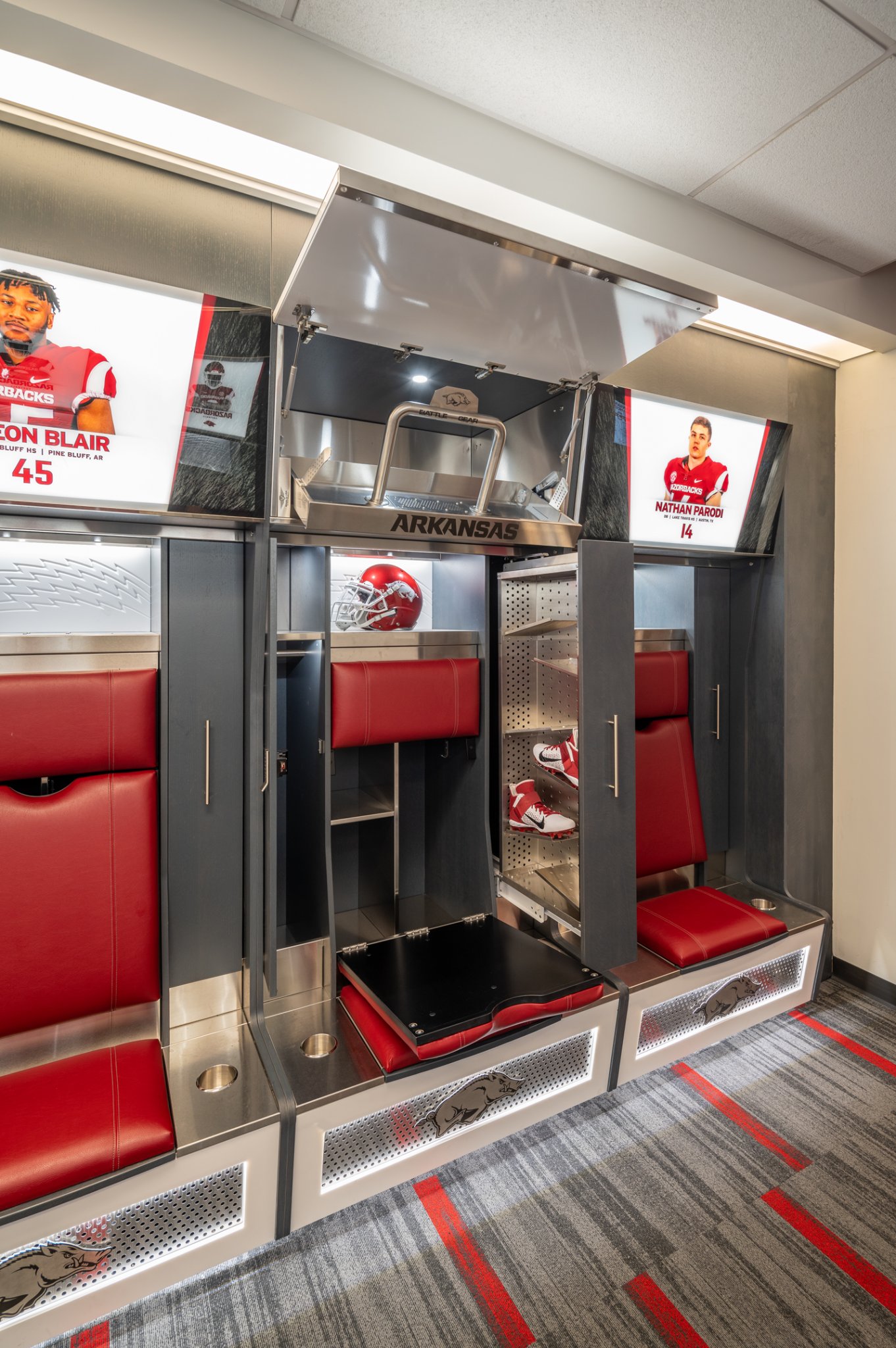 University of Arkansas, Fred W. Smith Football Center Locker Room ...