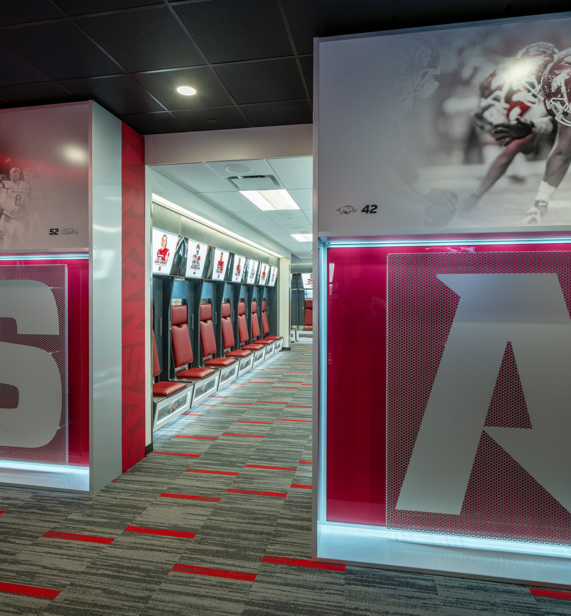 University of Arkansas, Fred W. Smith Football Center Locker Room ...